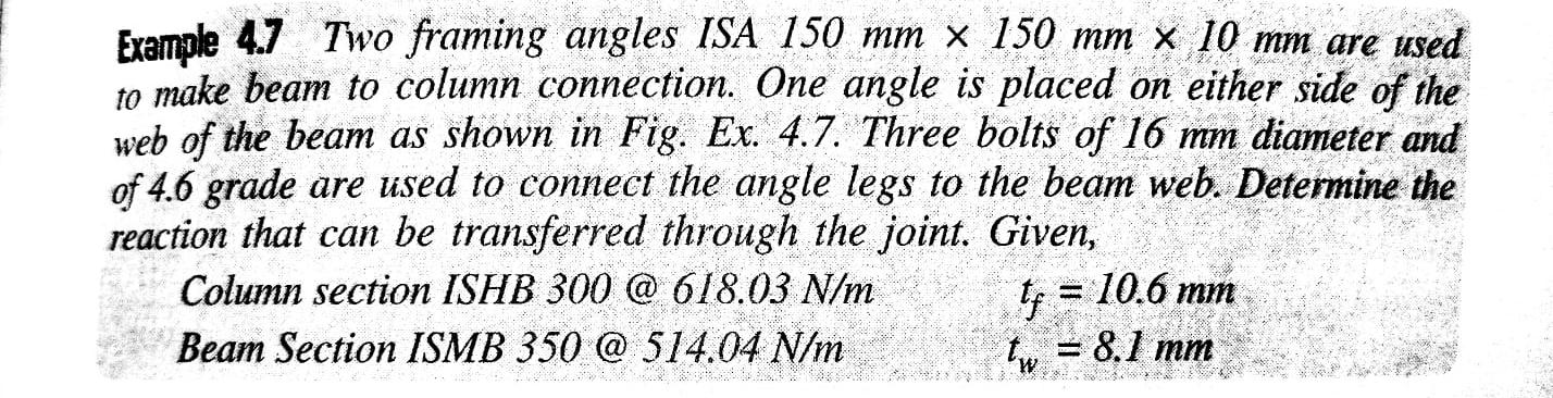 Solved Example 4.7 Two framing angles ISA 150 mm x 150 mm x | Chegg.com