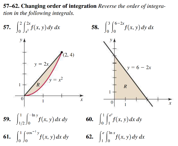 57-62. Changing order of integration Reverse the | Chegg.com