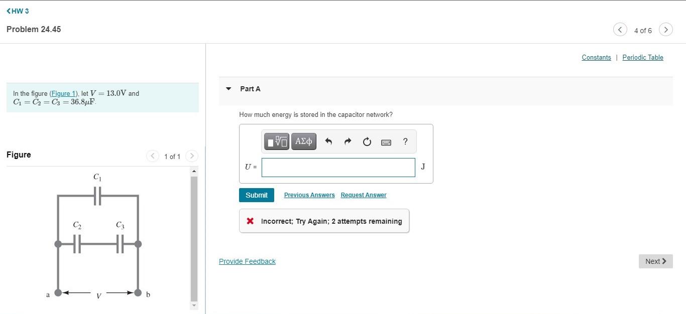 Solved G C2 C3 HE HE 0 V b U= J C Submit Previous Answers | Chegg.com