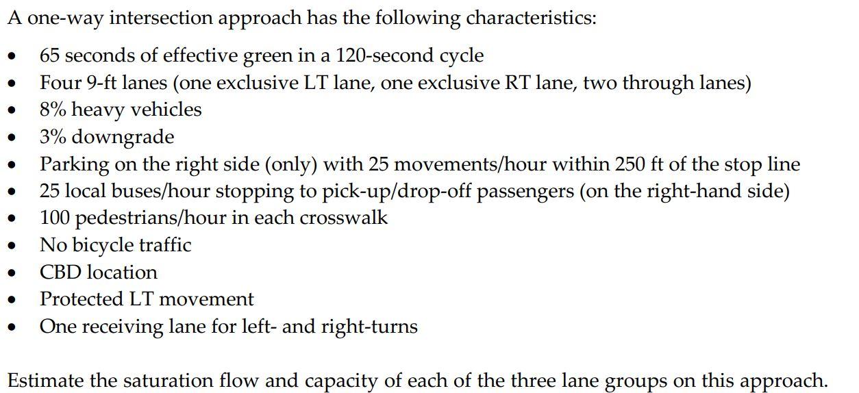 A one-way intersection approach has the following | Chegg.com