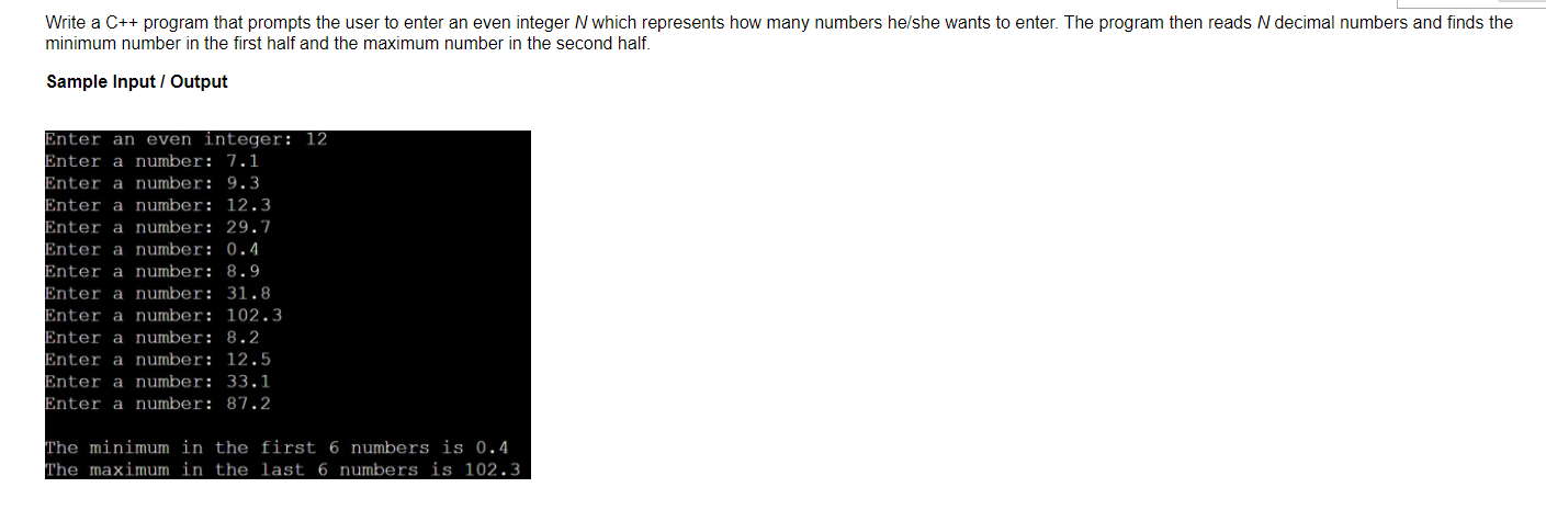 Solved Write a C++ program that prompts the user to enter an | Chegg.com