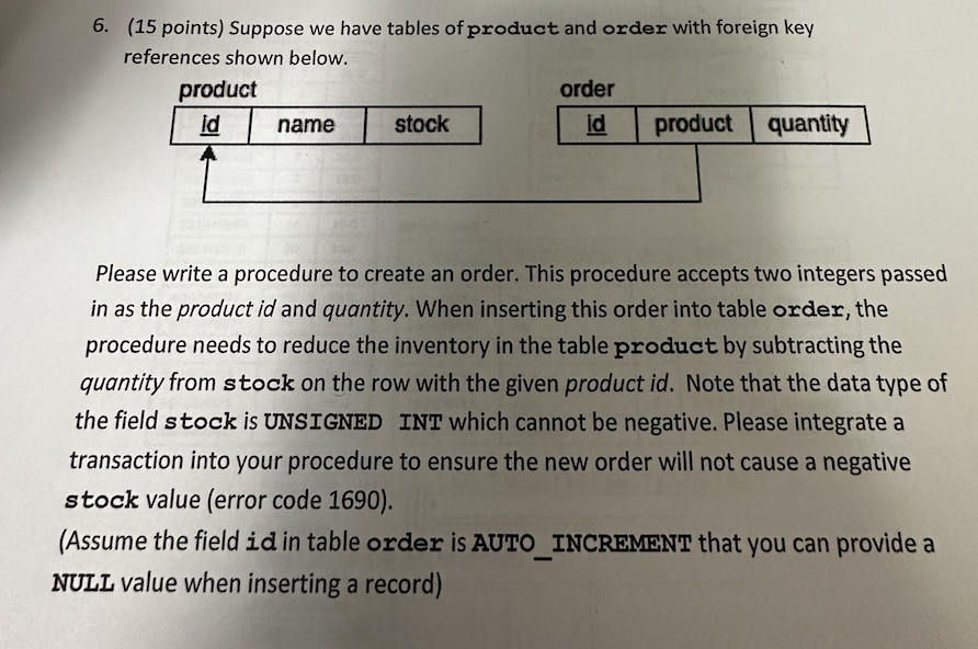 Solved 6. (15 points) Suppose we have tables of product and | Chegg.com