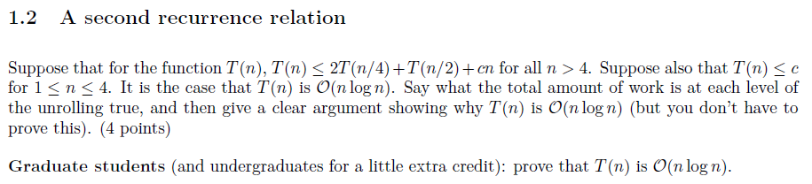 Solved 1.2 A second recurrence relation Suppose that for the | Chegg.com