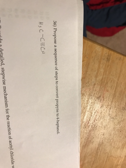 Solved 36) Propose a sequence of steps to convert propyne to | Chegg.com