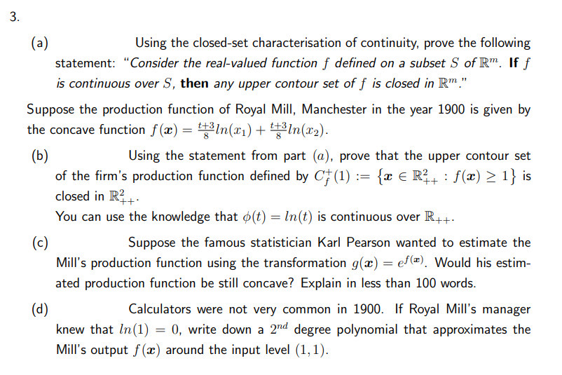 Solved (a) Using the closed-set characterisation of | Chegg.com