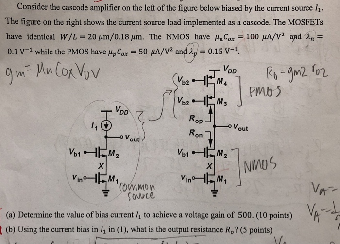 Solved Consider the cascode amplifier on the left of the | Chegg.com