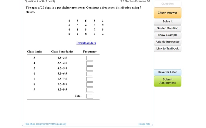Solved Question 7 of 8 (1 point) 2.1 Section Exercise 16 | Chegg.com