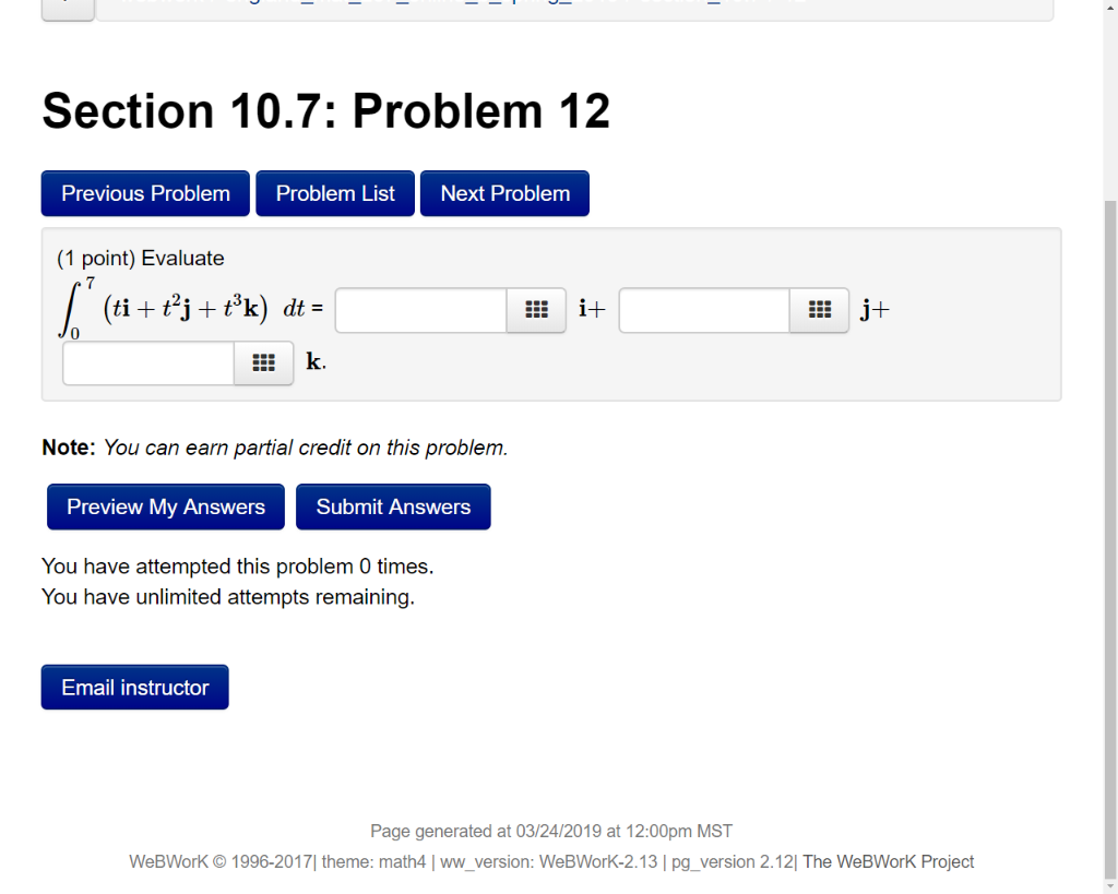 Solved Section 10.7: Problem 12 Previous Problem Problem | Chegg.com Solved Section 10.7: Problem 12 Previous Problem Problem | Chegg.com