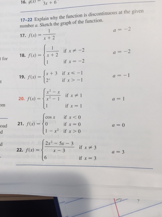 Solved 16. gx)3x 6 17-22 Explain why the function is | Chegg.com