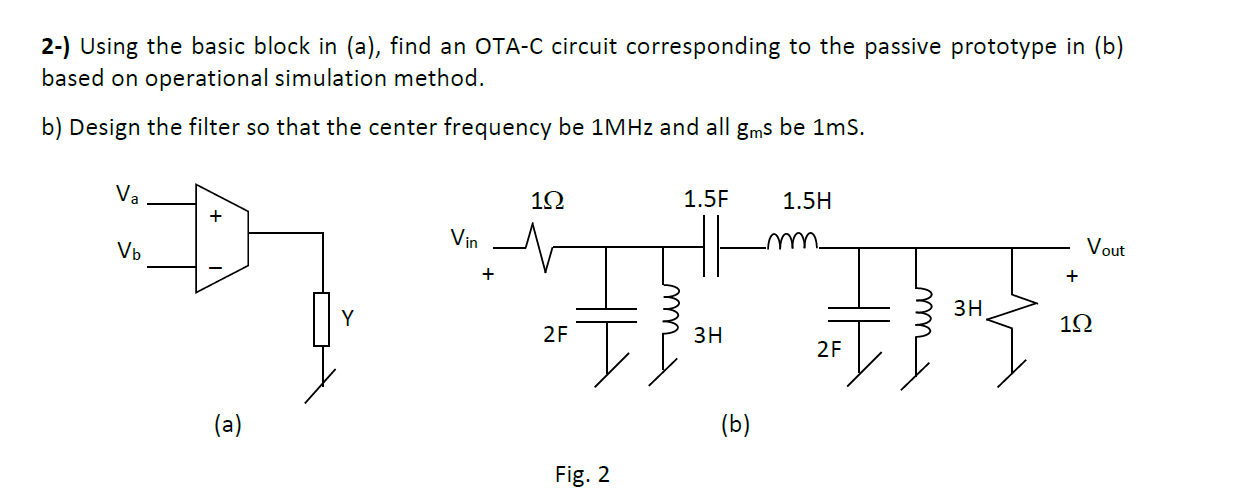 Solved 2-) Using the basic block in (a), find an OTA-C | Chegg.com