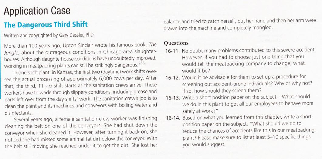 Solved Application Case The Dangerous Third Shift balance | Chegg.com