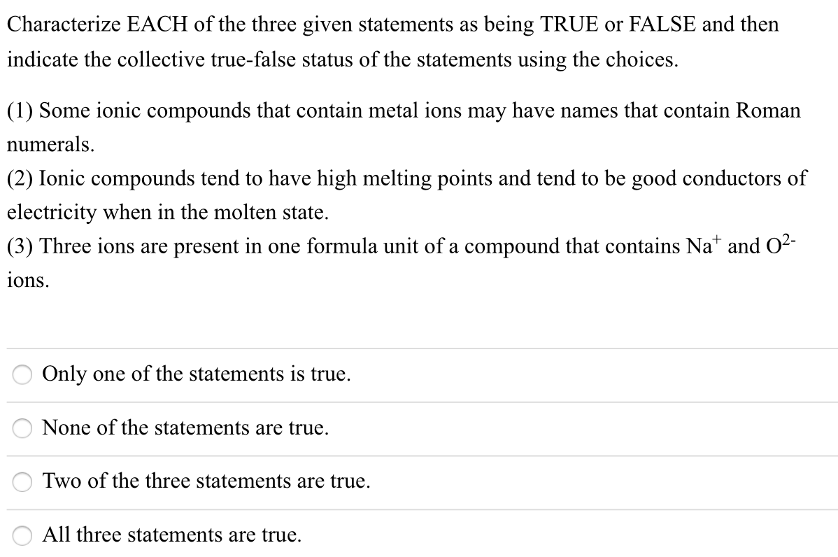 Solved Characterize EACH of the three given statements as | Chegg.com Solved Characterize EACH of the three given statements as | Chegg.com