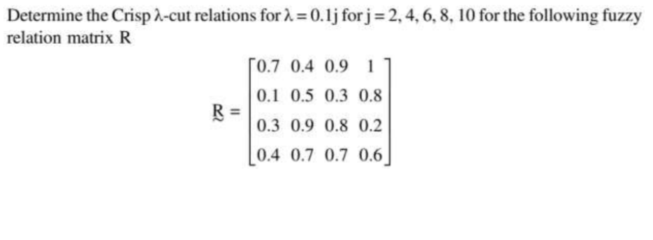 Solved Determine the Crisp a-cut relations for 2 = 0.1j for | Chegg.com