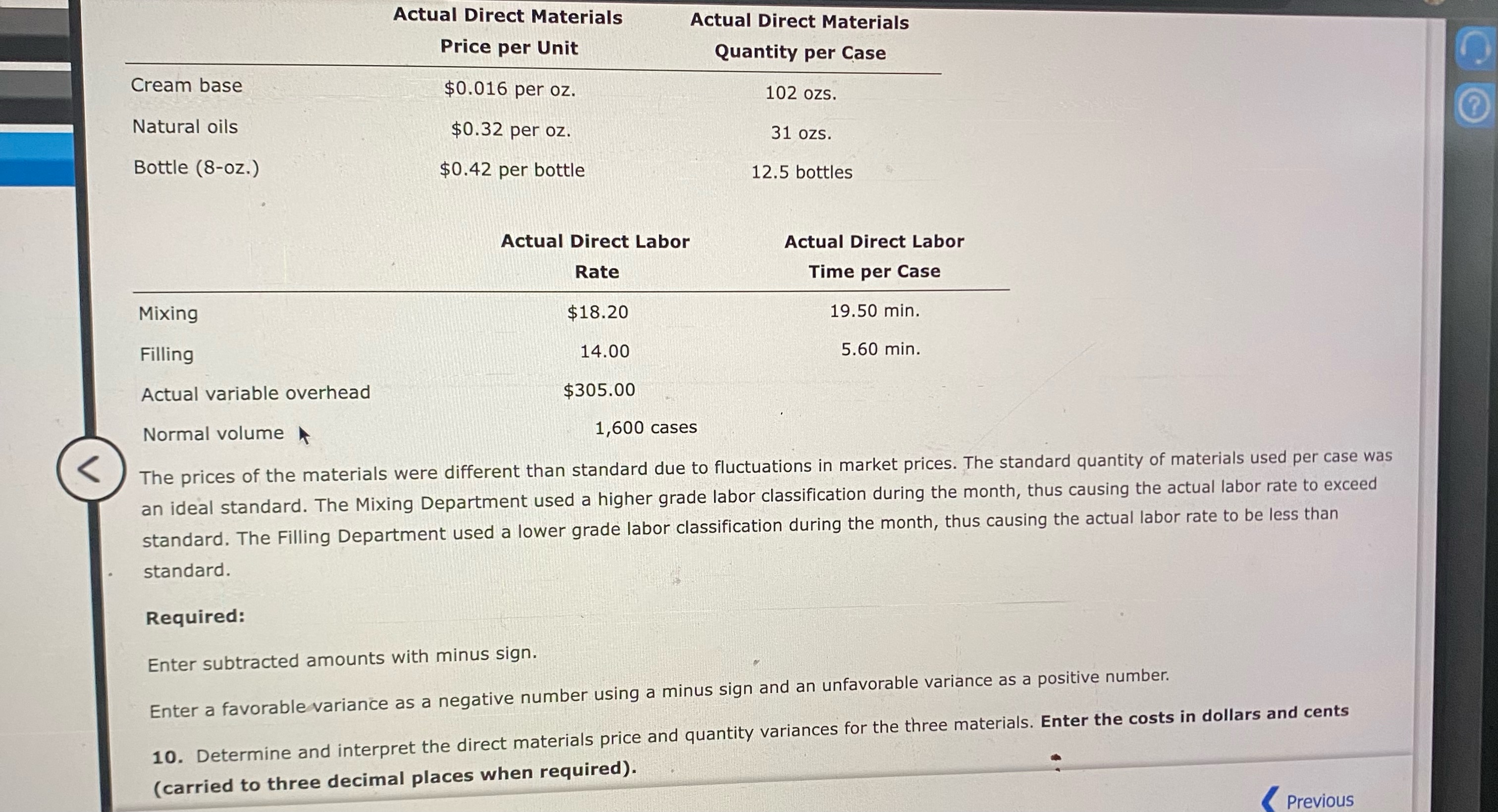 Solved 11. Determine and interpret the direct labor rate and | Chegg.com
