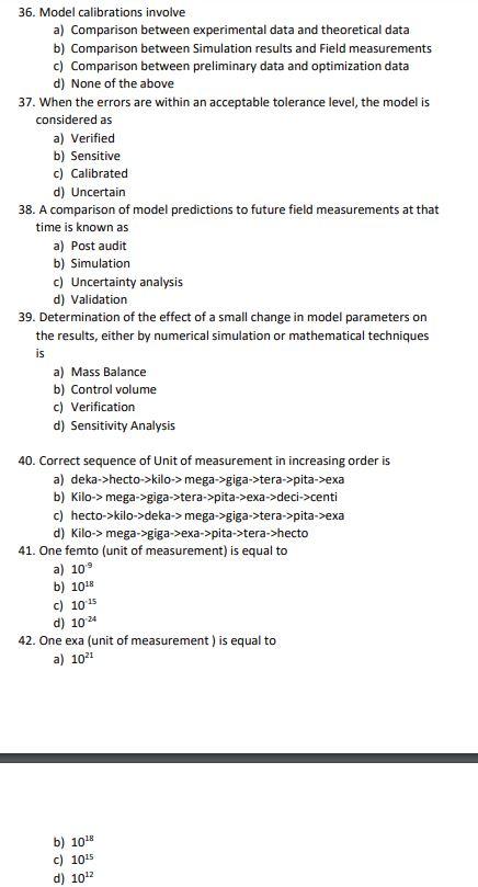 Solved 36 Model Calibrations Involve A Comparison Between