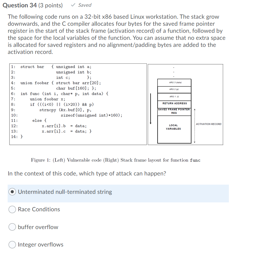 Solved Question 34 (3 points) Saved The following code runs | Chegg.com