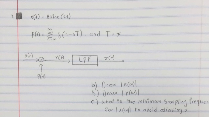 Solved x(t) = 8 sinc (2t) P(t) = sigma_n = 0^-infinity | Chegg.com