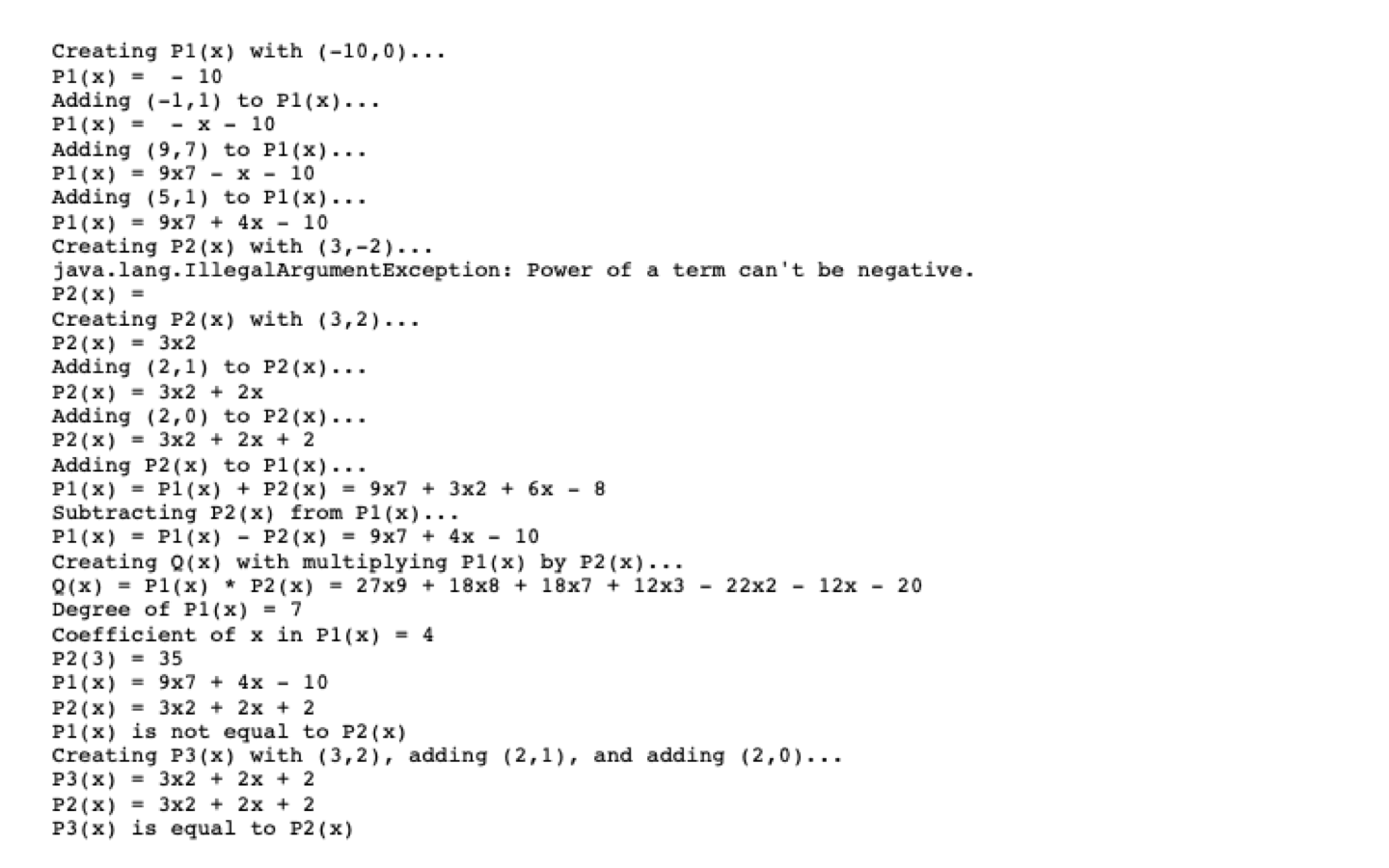 Solved - 10 Creating P1(x) with (-10,0)... P1(x) = Adding | Chegg.com