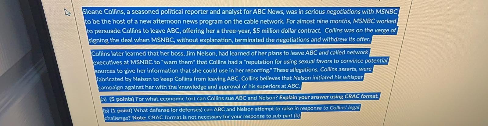 ET Sloane Collins, a seasoned political reporter and | Chegg.com