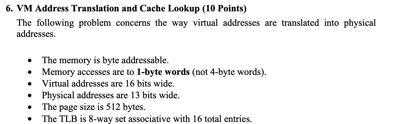 Solved 6. VM Address Translation and Cache Lookup (10 | Chegg.com