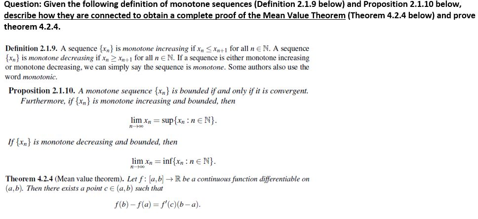 Solved Question: Given the following definition of monotone | Chegg.com