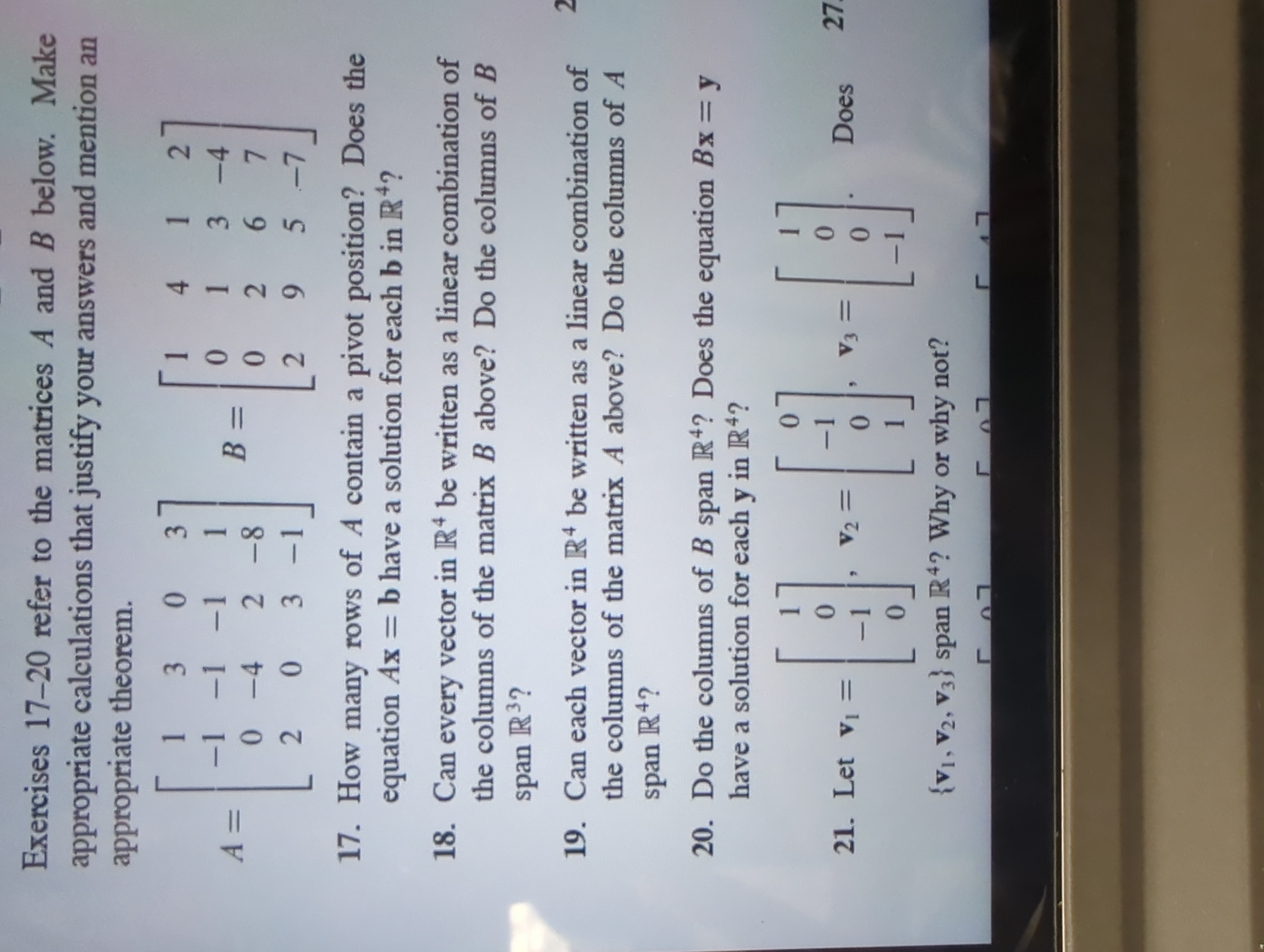 Solved Exercises 17−20 refer to the matrices A and B below. | Chegg.com