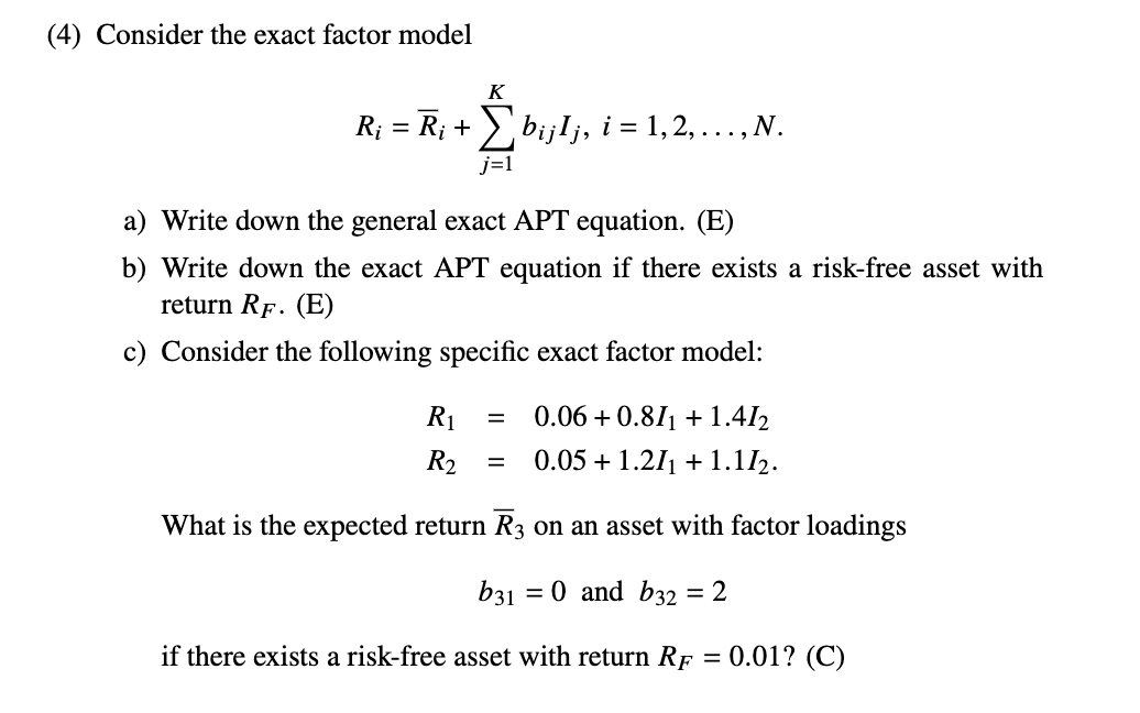 (4) Consider the exact factor model | Chegg.com