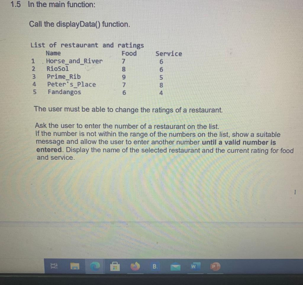 Solved Create A C Project To Rate Restaurants Use Your Chegg