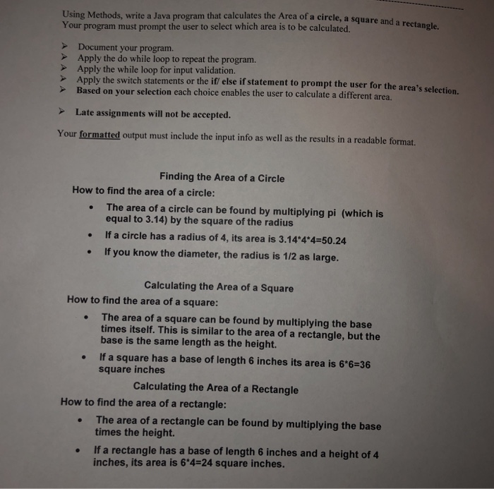 Solved Using Methods, write a Java program that calculates | Chegg.com