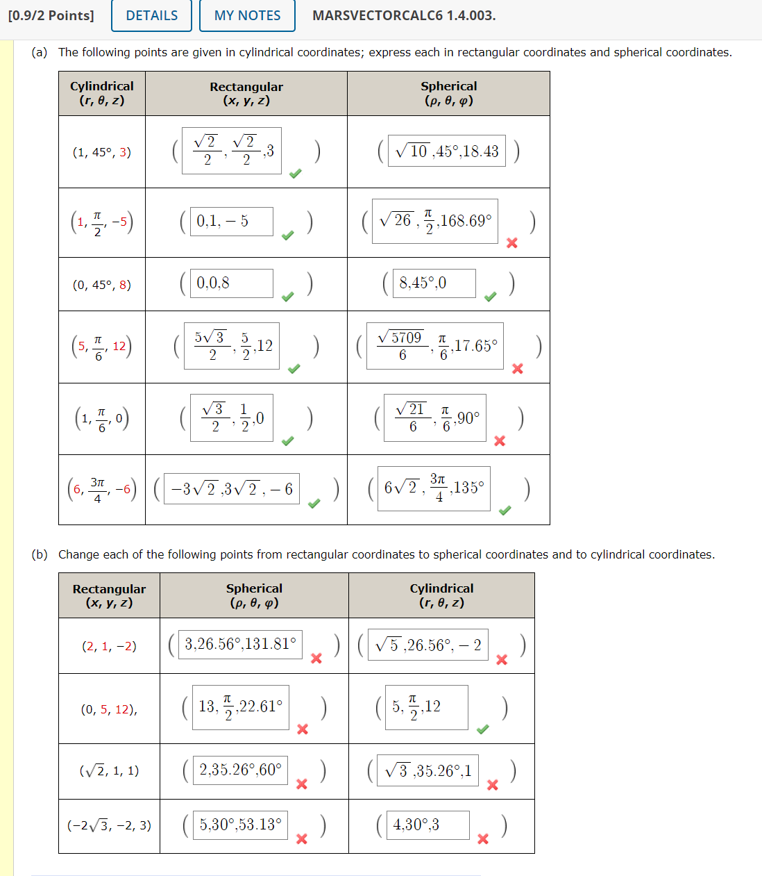 Solved (a) ﻿The following points are given in cylindrical | Chegg.com