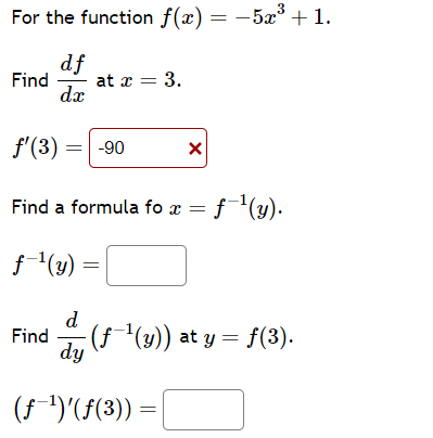 Solved For the function f(x)=-5x3+1.Find dfdx ﻿at | Chegg.com