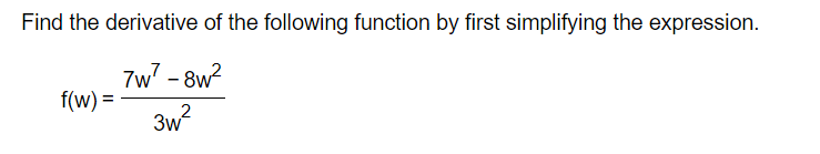 Solved Find the derivative of the following function by | Chegg.com