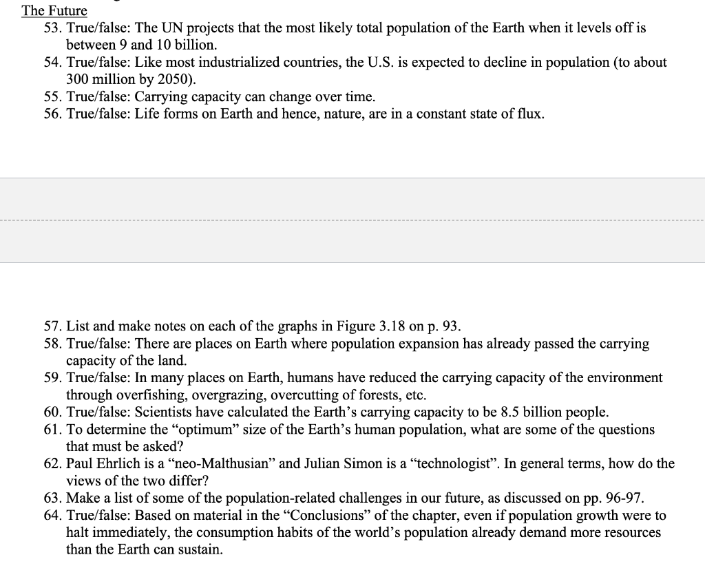 Solved The Future 53. True/false: The UN projects that the | Chegg.com