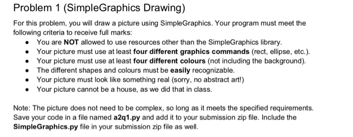 Problem 1 (SimpleGraphics Drawing) For this problem, | Chegg.com