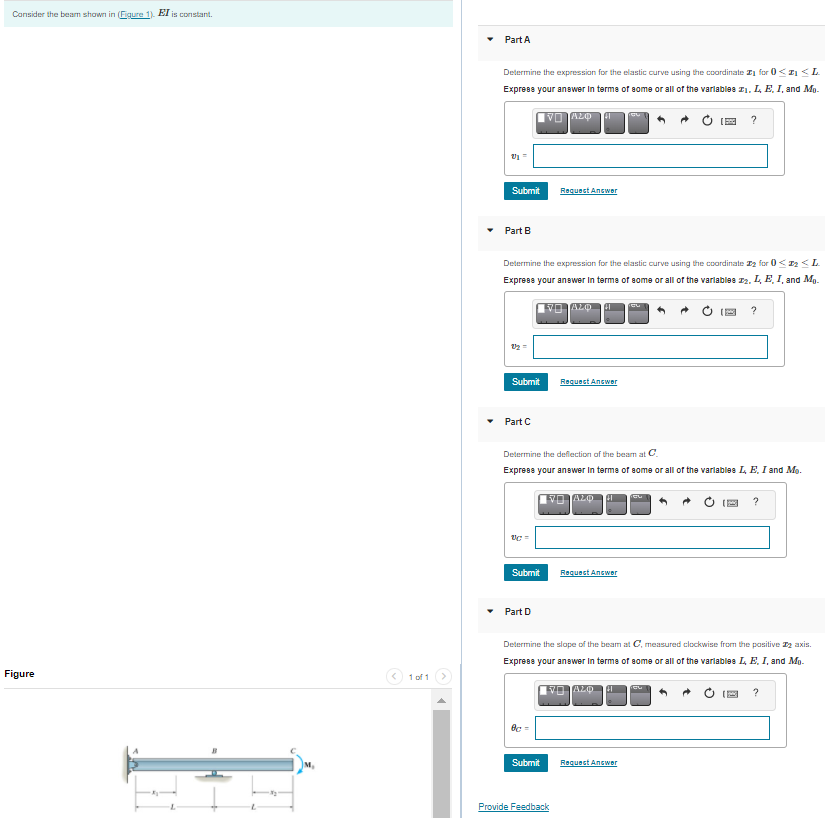 Solved Consider the beam shown in Figure 1). EI is constant. | Chegg.com