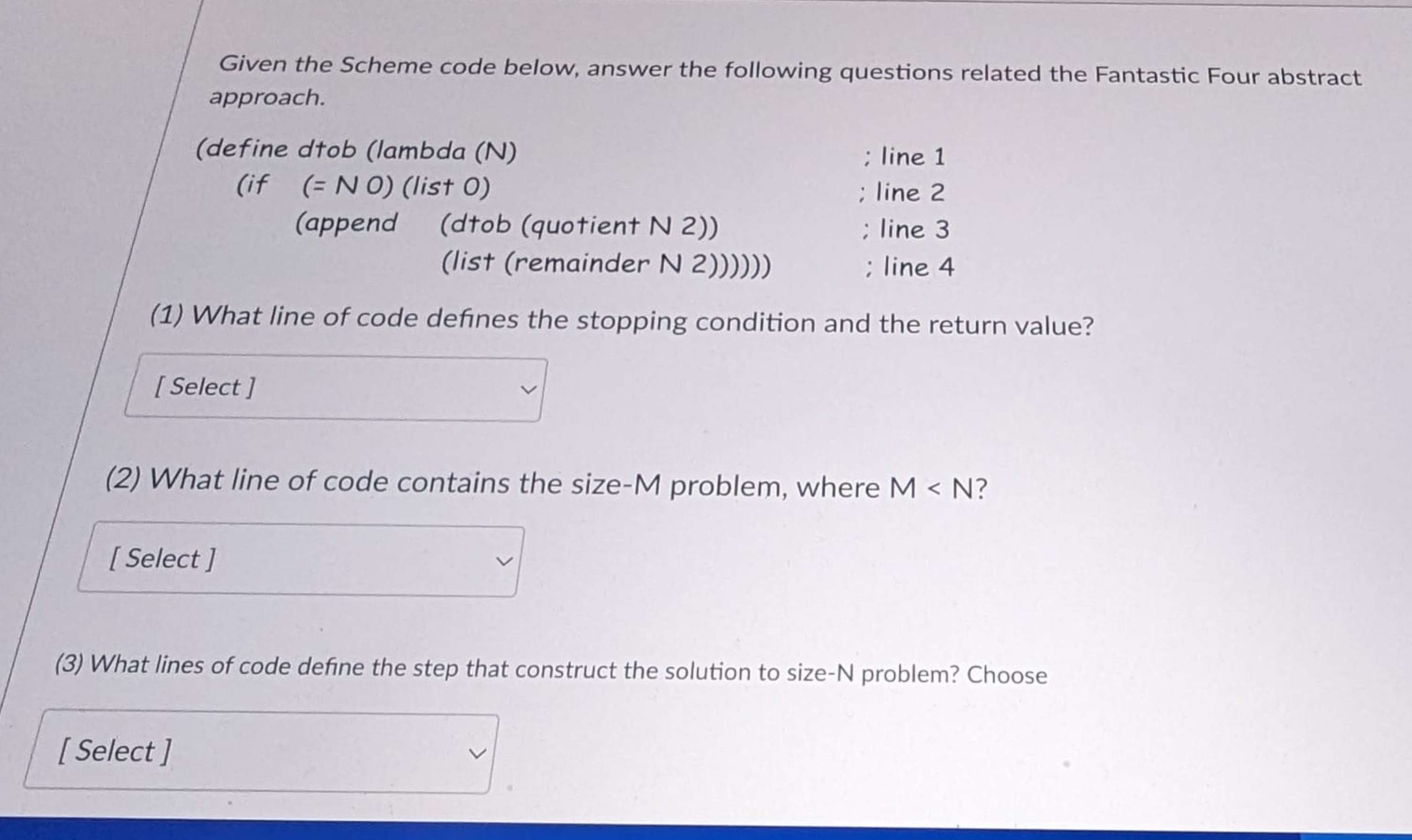 Solved Given the Scheme code below, answer the following | Chegg.com