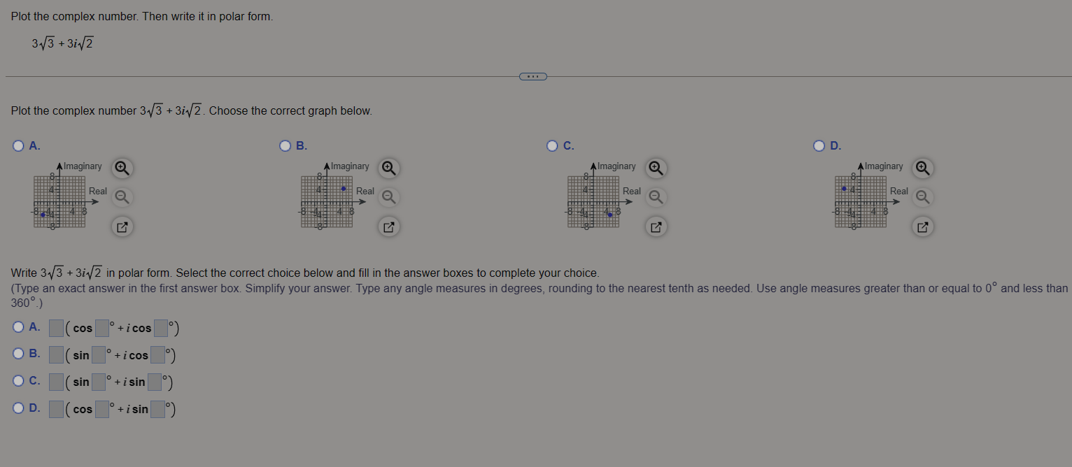 Solved Plot the complex number. Then write it in polar form. | Chegg.com