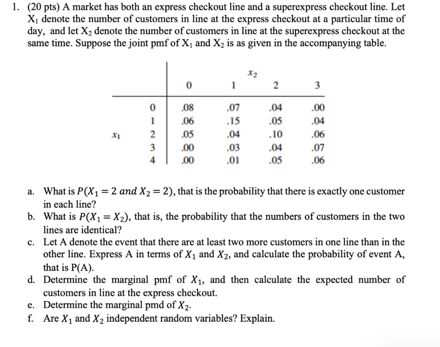 Solved (20 pts) A market has both an express checkout line | Chegg.com