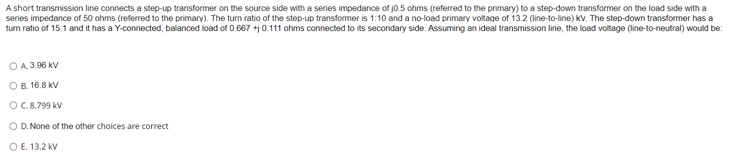 Solved A short transmission line connects a step-up | Chegg.com