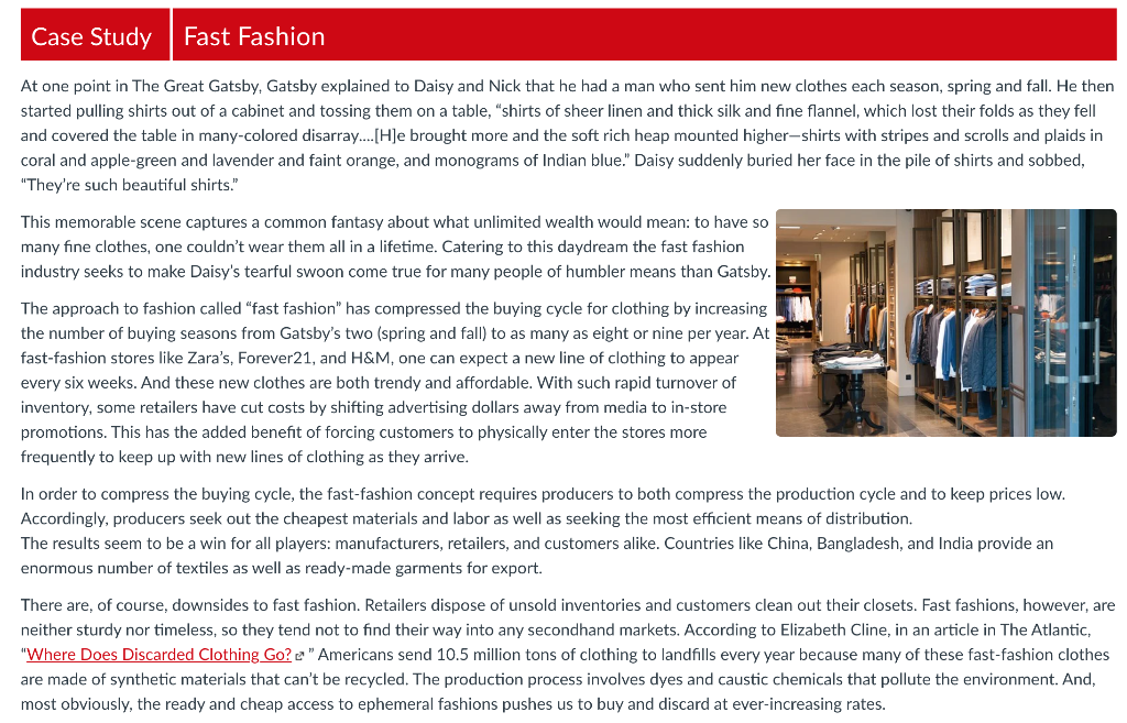 Solved After reading the case study "Fast Fashion," write a | Chegg.com