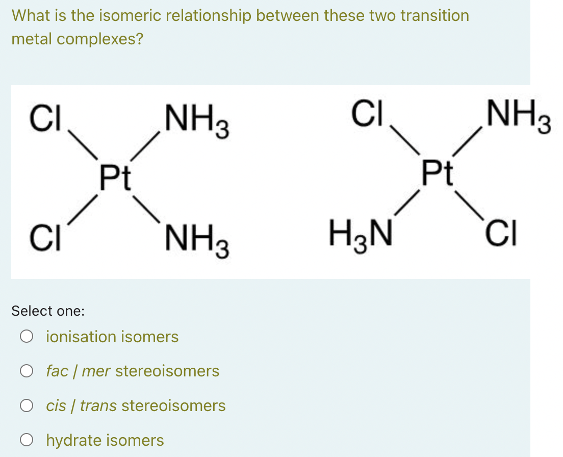 Solved What is the isomeric relationship between these two | Chegg.com