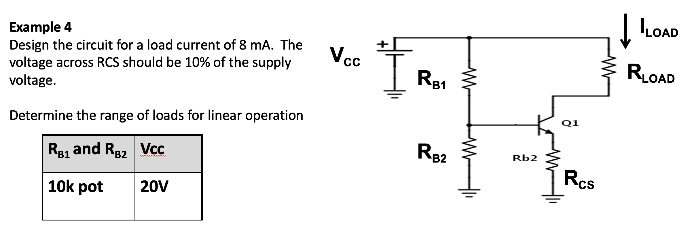 Solved Example 4 Design the circuit for a load current of 8 | Chegg.com