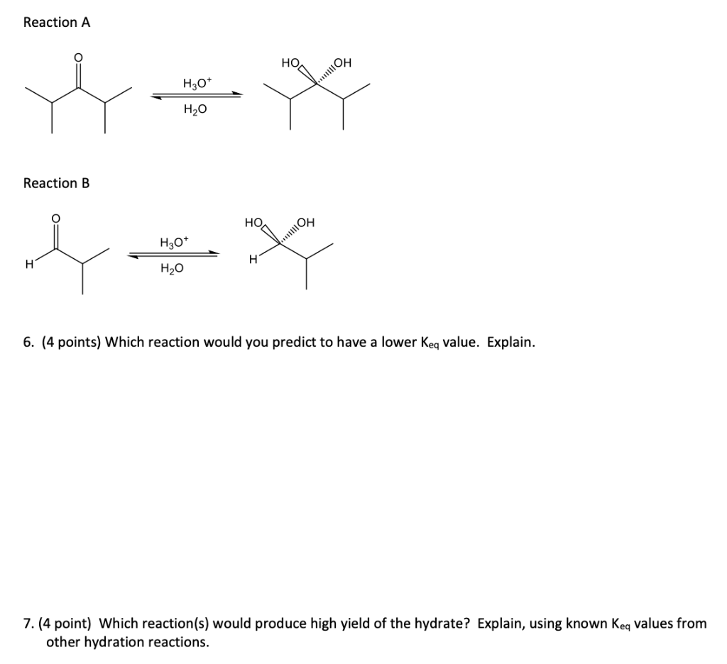 Solved Reaction A HOL Hy H30+ H2O Reaction B HON H30+ X H | Chegg.com