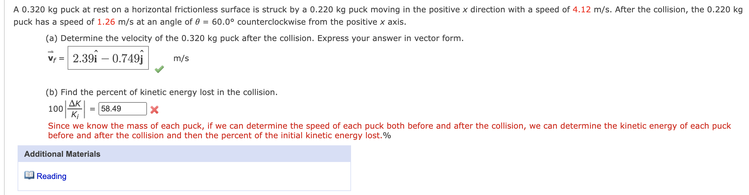 Solved A 0.320 kg puck at rest on a horizontal frictionless | Chegg.com