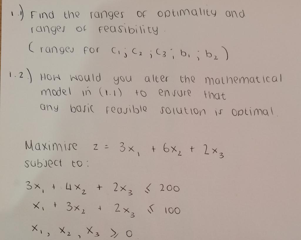 Solved ...) Find the ranges of optimality and ranges of | Chegg.com