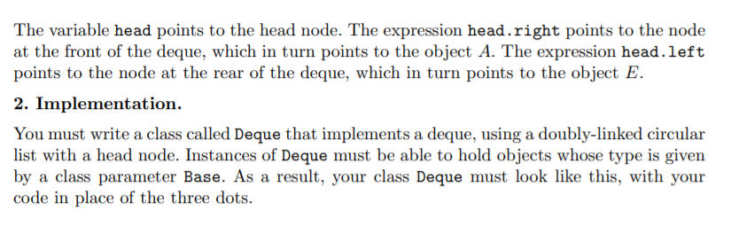 Solved 0. Introduction. A deque (pronounced like deck) is a | Chegg.com