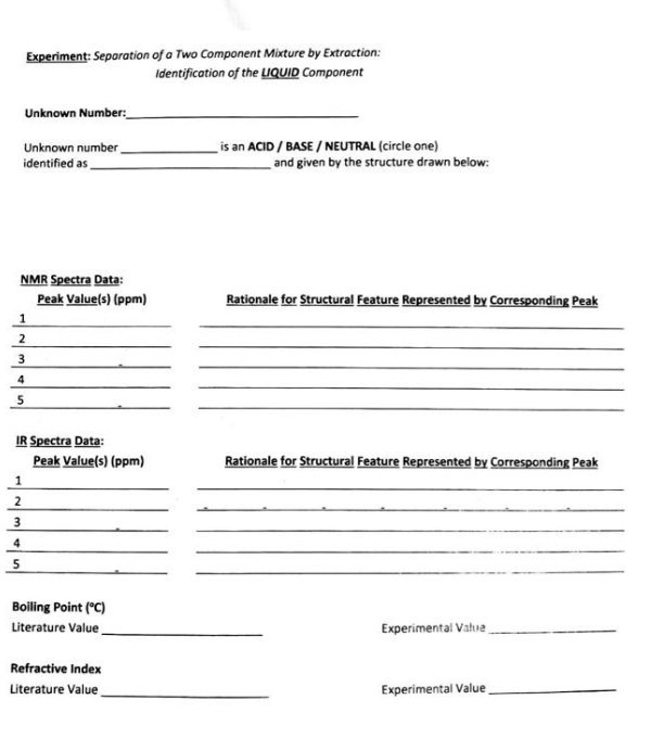 Solved Experiment Seporation Of A Two Component Mixture