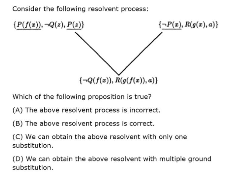 Solved Consider the following resolvent process: Which of | Chegg.com