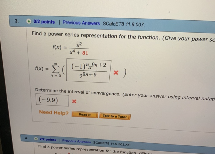 Solved 0/2 points | Previous Answers SCalcET8 11.9.007 Find | Chegg.com