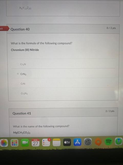 Solved Question 40 What is the formula of the following | Chegg.com
